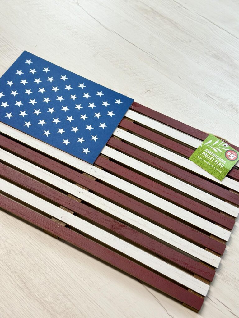 Patriotic Fabric Bow on Dollar Tree Flag