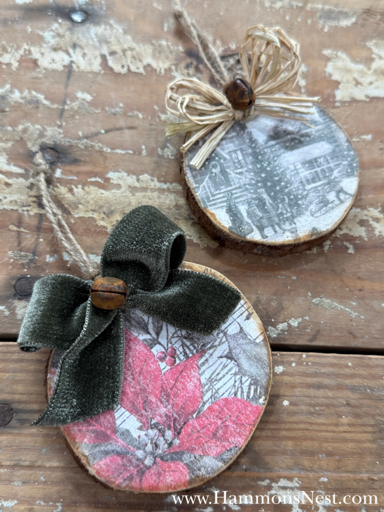 Five Easy Christmas Ornament Ideas with Wood Slices